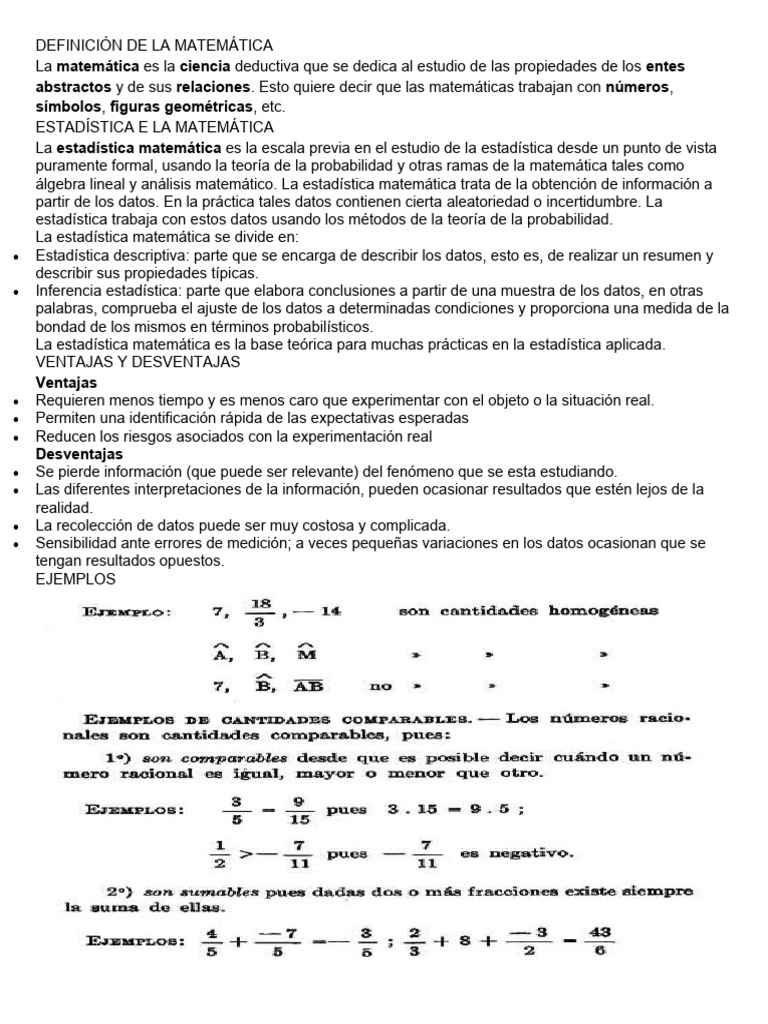 Definición de La Matemática | PDF | Matemáticas | Estadísticas