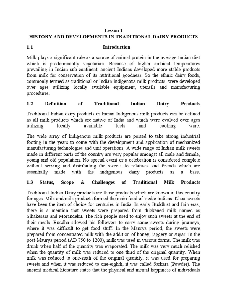 Traditional Indian Dairy Products Overview | PDF | Milk | Dairy
