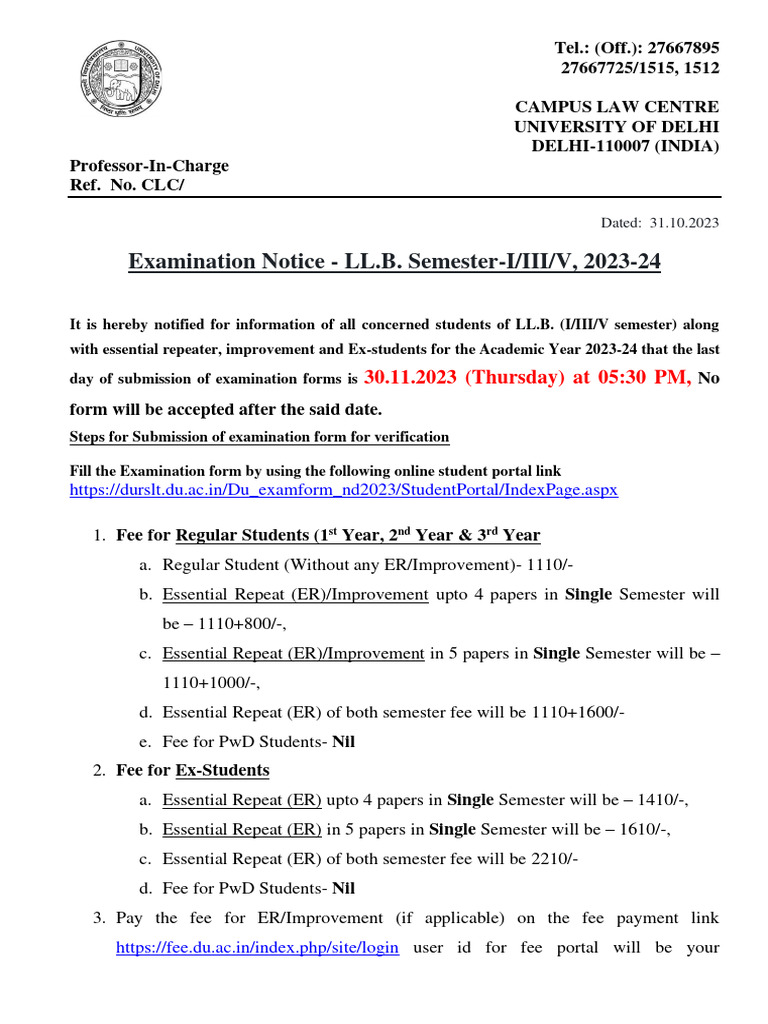 Examination Notice | PDF