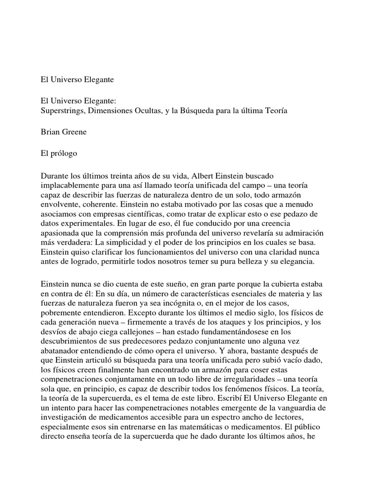 El Universo Elegante Brian Greene | PDF | Filosofía | Estudios de ...