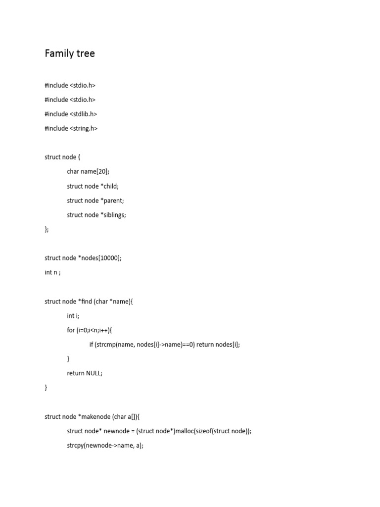 Family Tree | PDF | Computer Data | C++