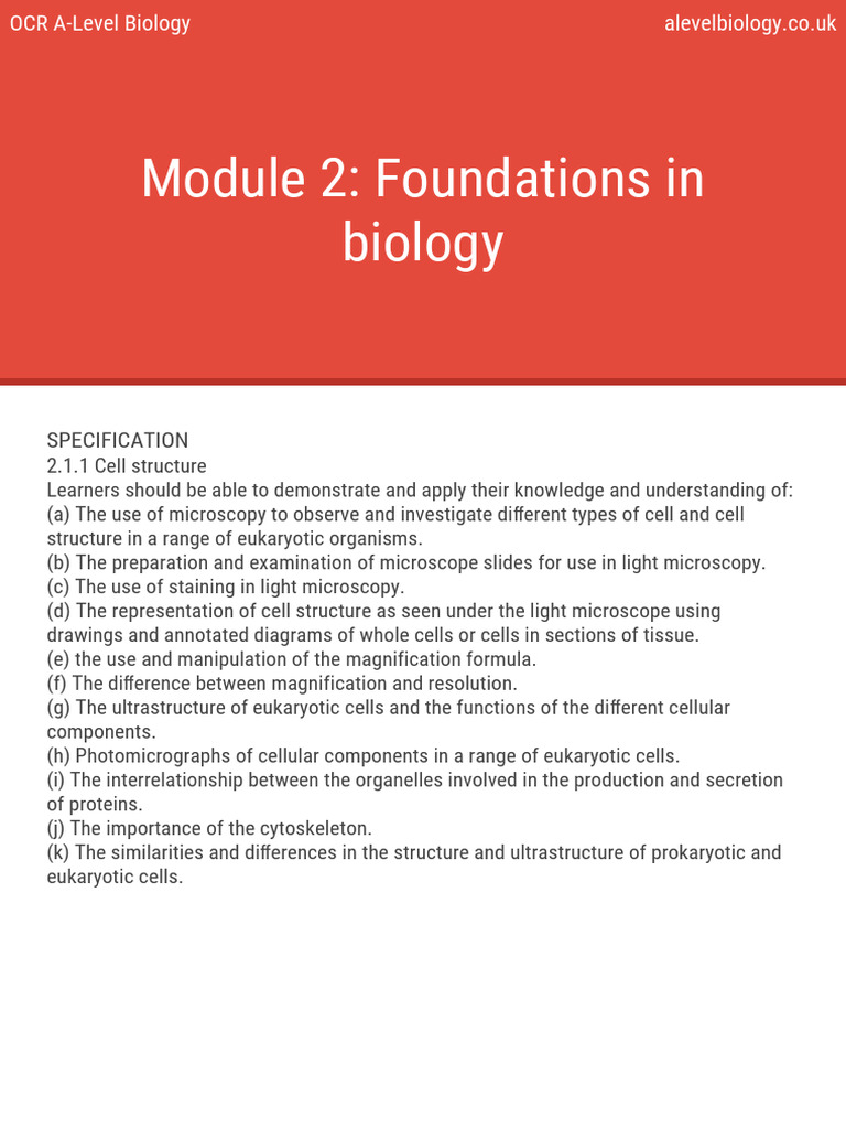A-Level Biology: Cell Structure & Microscopy | PDF | Protein Structure ...