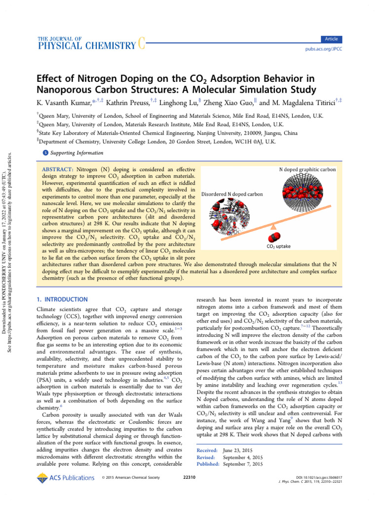 Effect of Nitrogen Doping On The CO2 Adsorption Behavior in Nanoporous ...