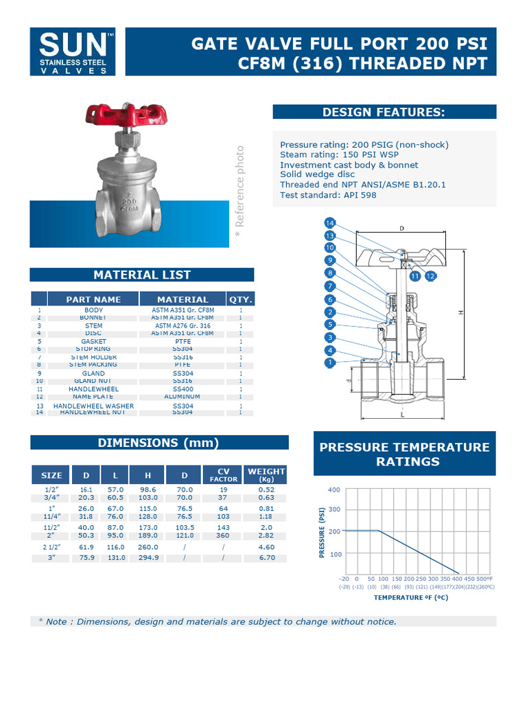 200 PSIG Full Port Gate Valve Specs | PDF | Valve | Building Materials