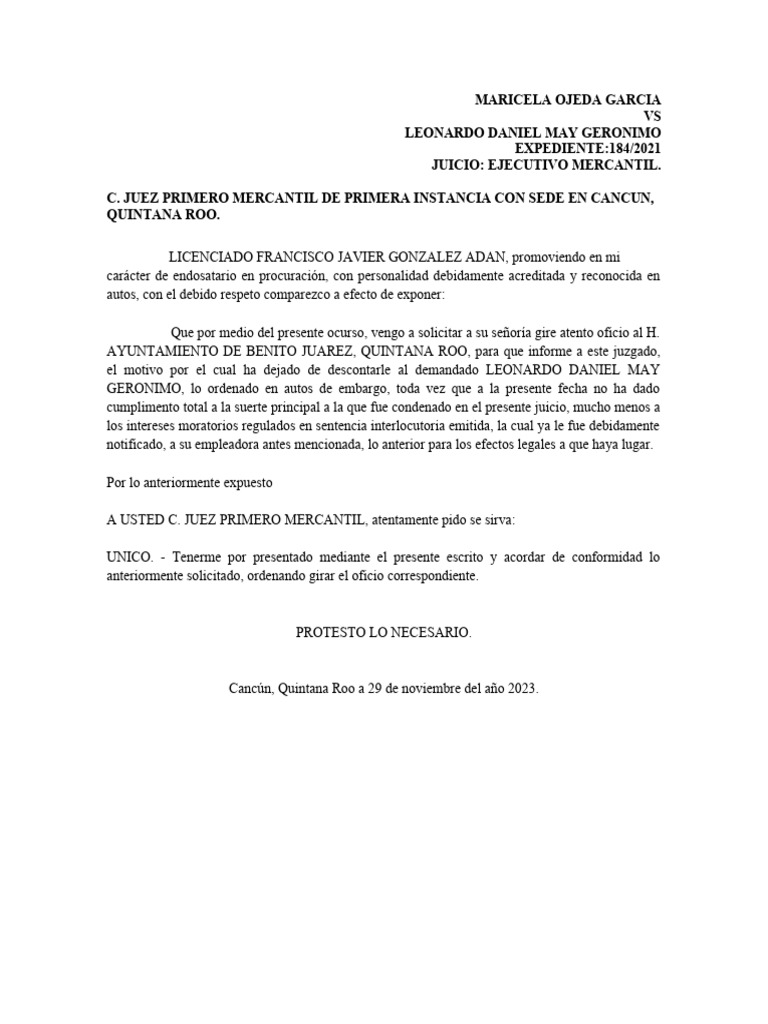 Escrito de Notificacion de Sentencia Interlocutoria Maricela Ojeda ... Escrito de Notificacion de Sentencia Interlocutoria Maricela Ojeda ...