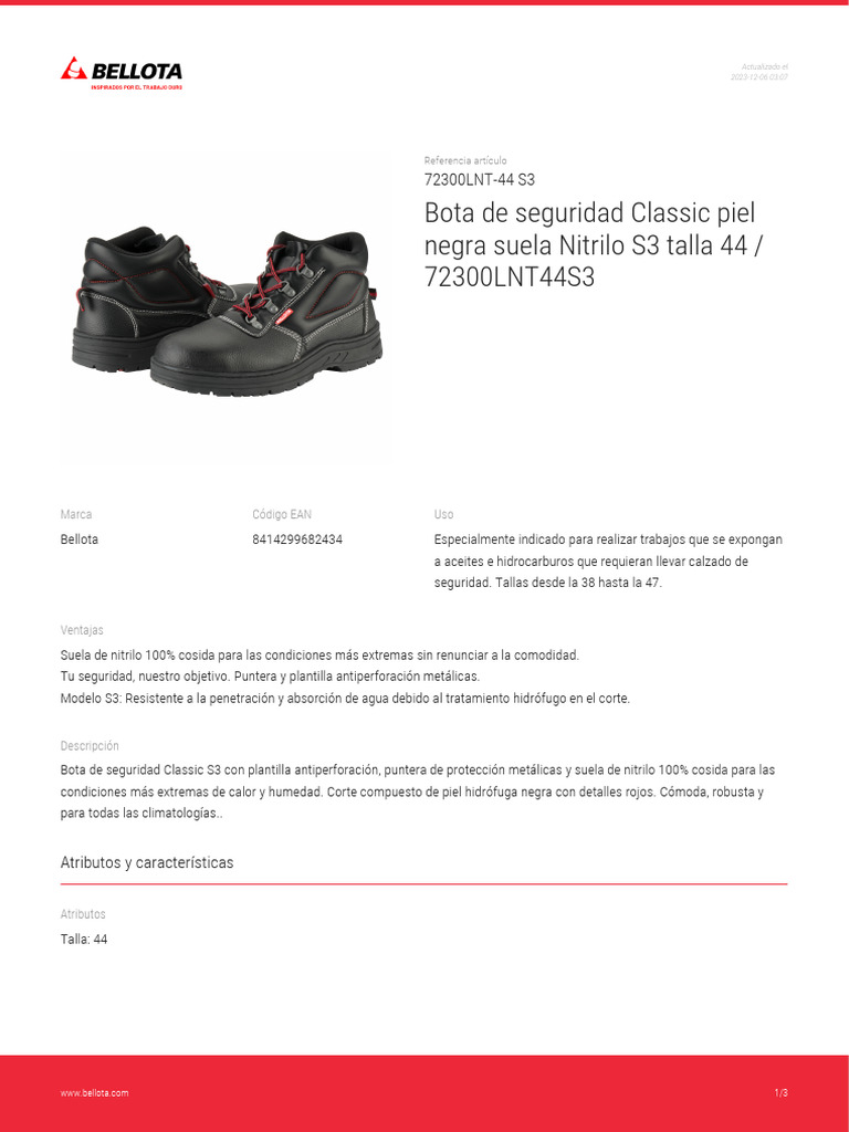 Catálogo Bellota Variants 72300LNT-44 S3 Es | PDF