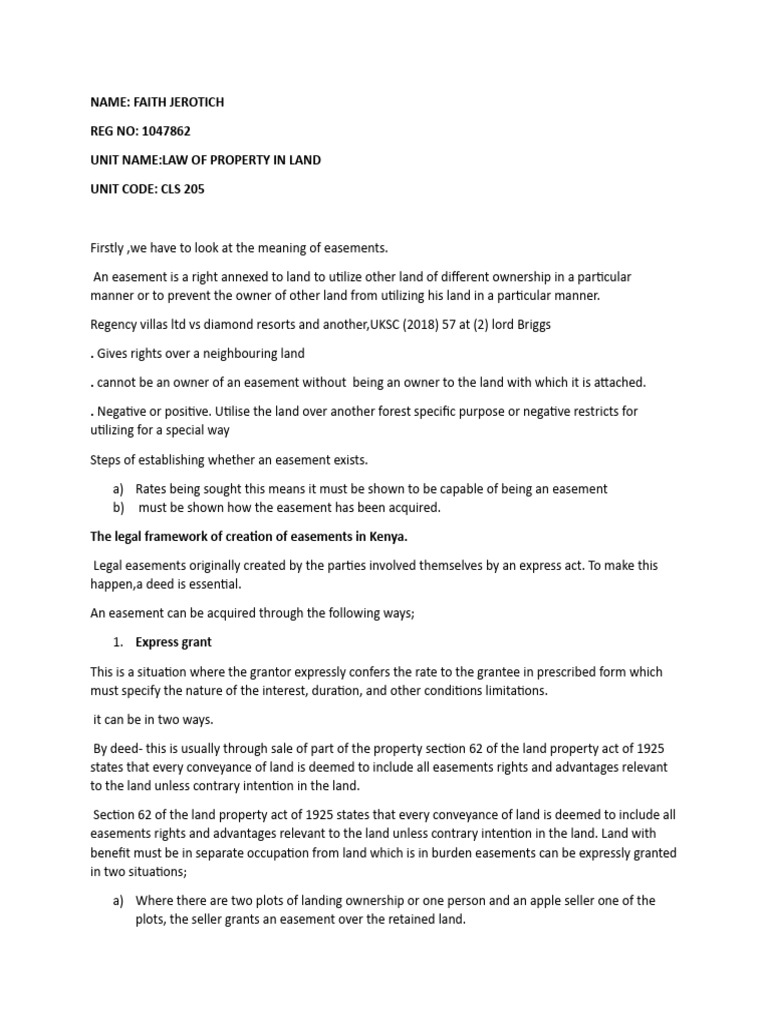Law of Land in Property | PDF | Easement | Property Law