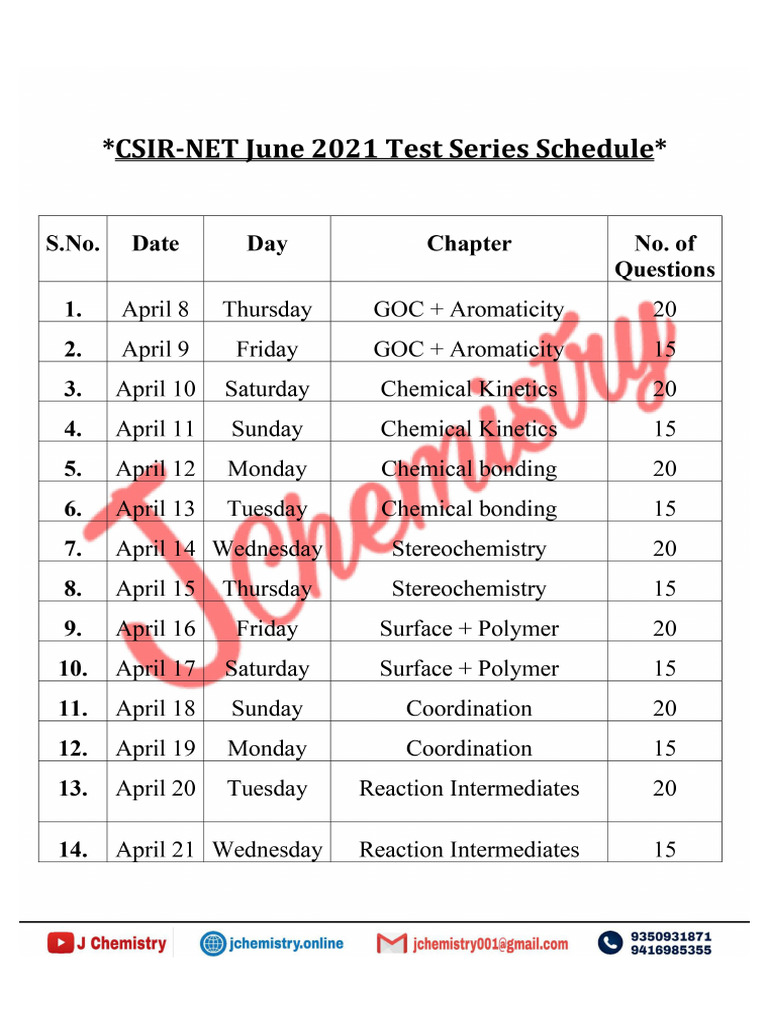 1305085-Final Test Series Schedule | PDF