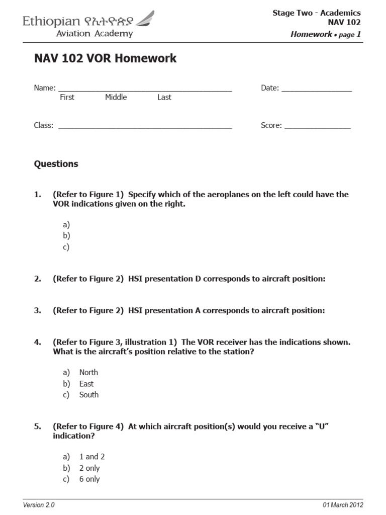 Raw Z NAV 102 VOR Homework | PDF
