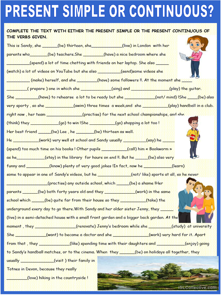 Present Simple or Present Continuous With KEY Grammar in Context ...