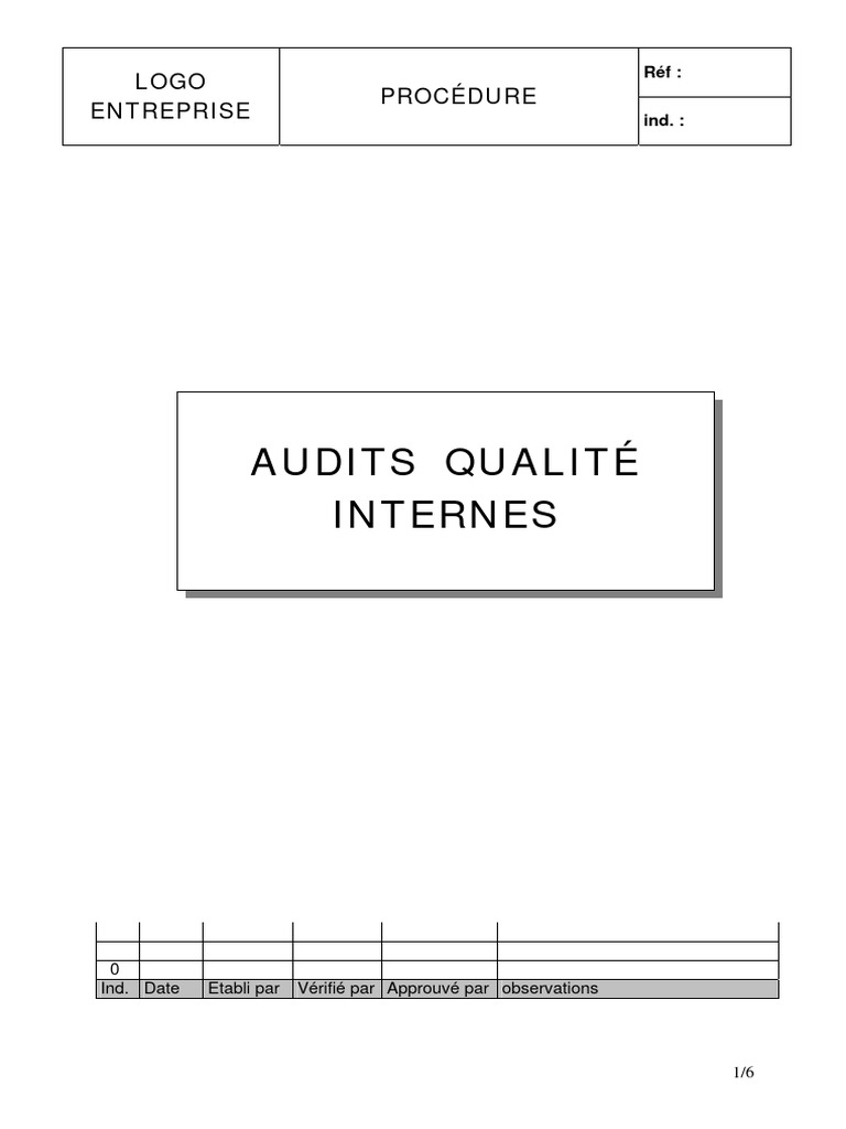 Procédure Audit Interne | PDF | Audit | Système de management de la qualité