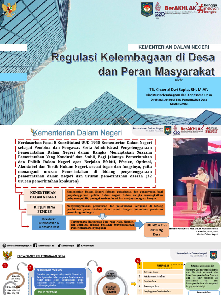 Regulasi Kelembagaan Di Desa Dan Peran Masyarakat - Kemendagri | PDF