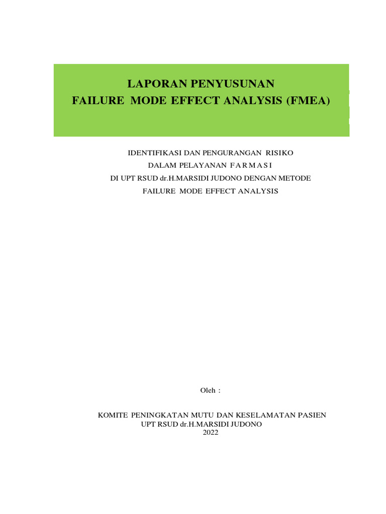 Laporan Penyusunan Fmea | PDF
