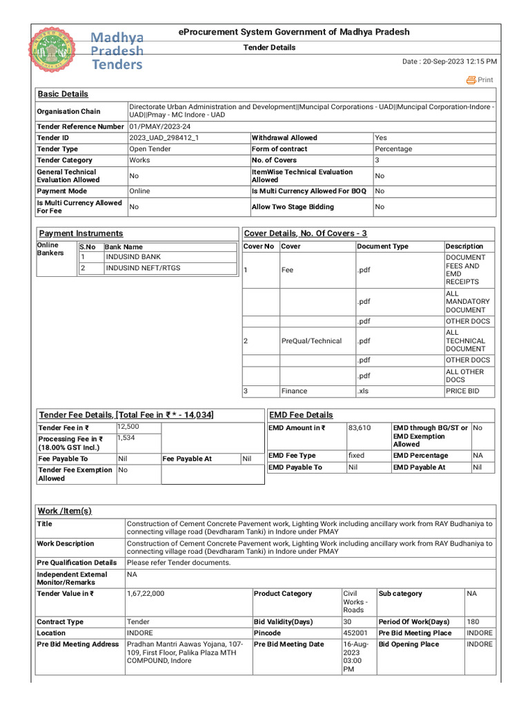 Eprocurement System Government of Madhya Pradesh | PDF | Market ...