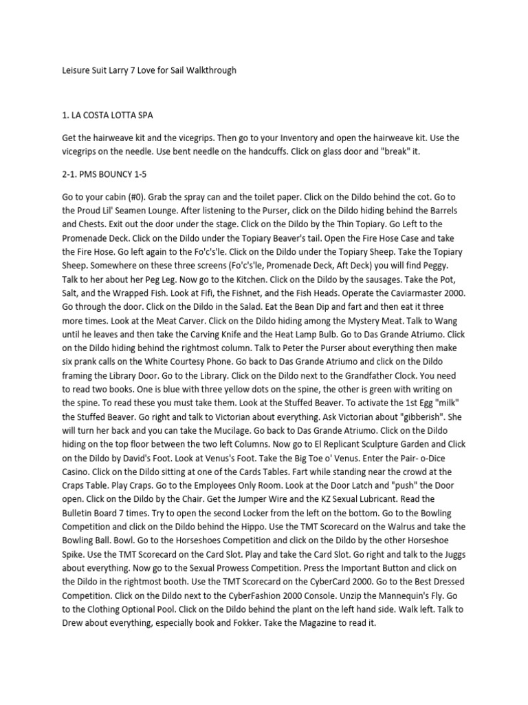 Leisure Suit Larry 7 Love For Sail Walkthrough | Download Free PDF ...