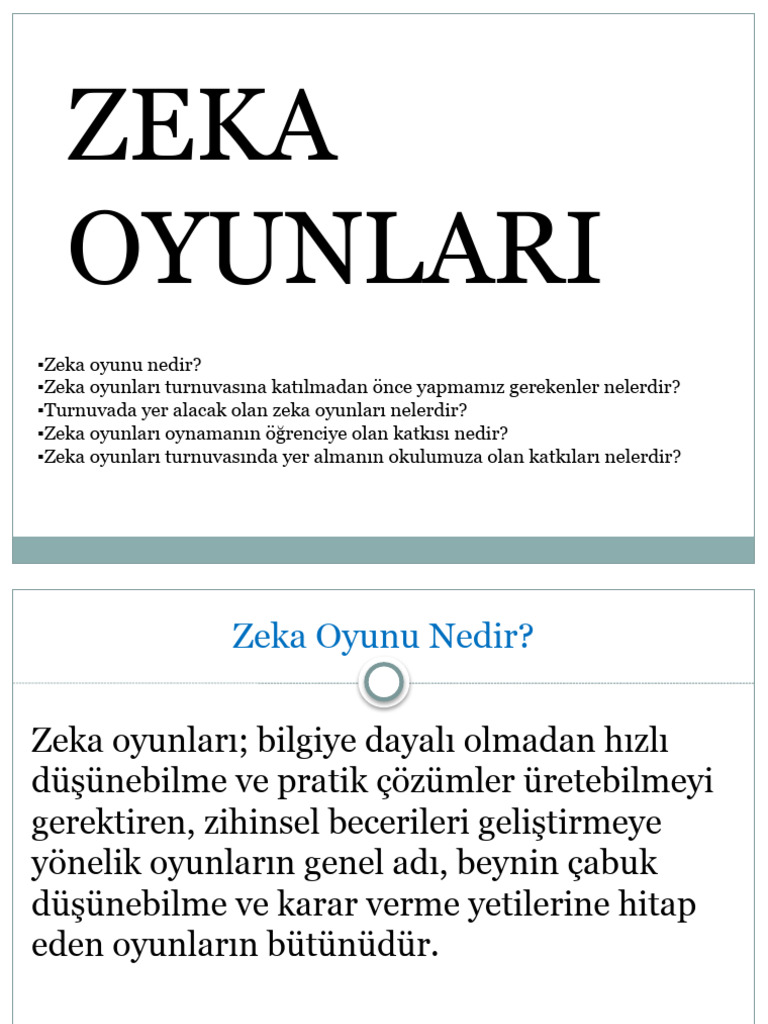 Zeka Oyunları Slaytı | PDF