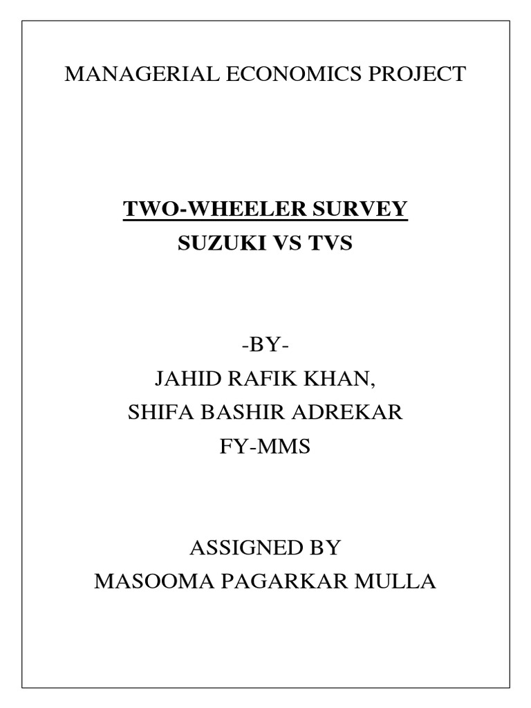 Managerial Economics Project .... | PDF | Motorcycle | Data
