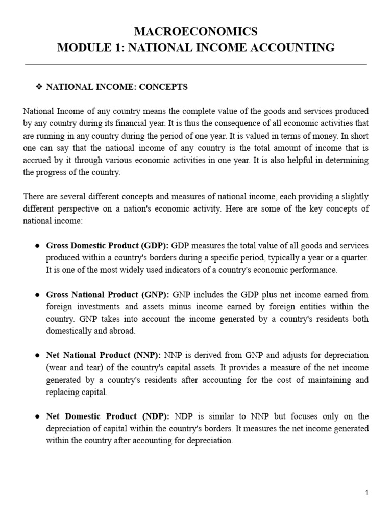 Macroeconomics Mod 1 | PDF | Gross Domestic Product | Income