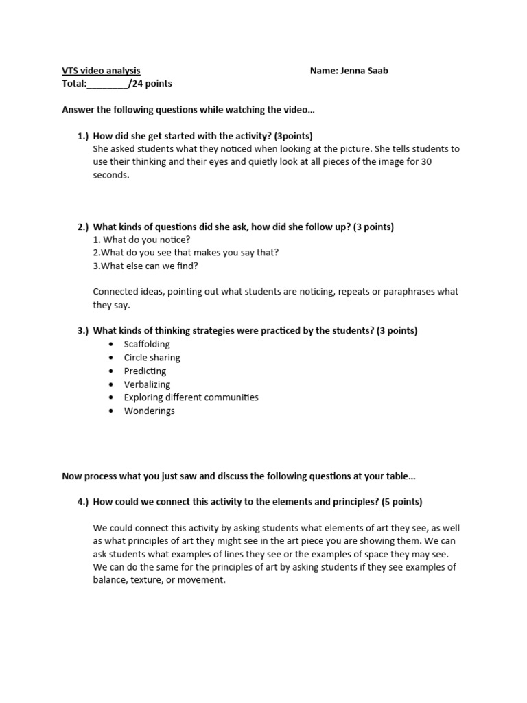 Vts Video Analysis Worksheet | PDF | Human Communication | Behavior ...