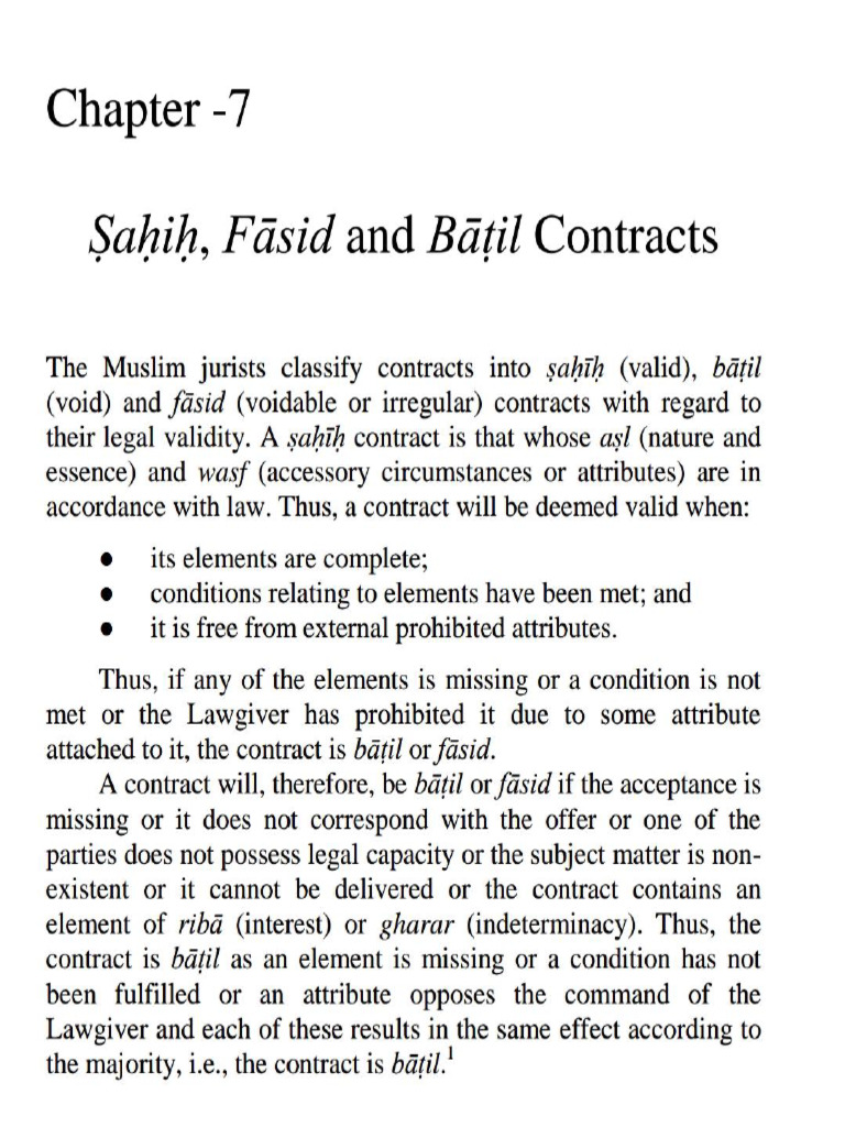 Chapter 7 Fasid and Batil Contracts | PDF