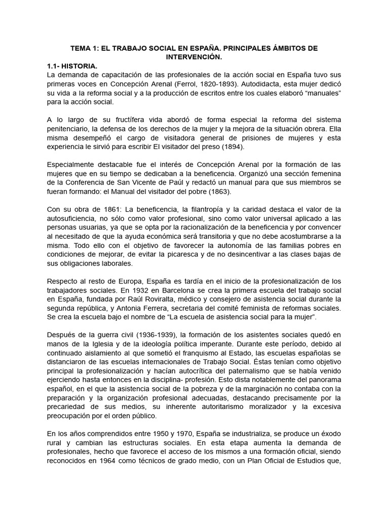 FTS: Tema 1 | PDF | Trabajo Social | Correcciones