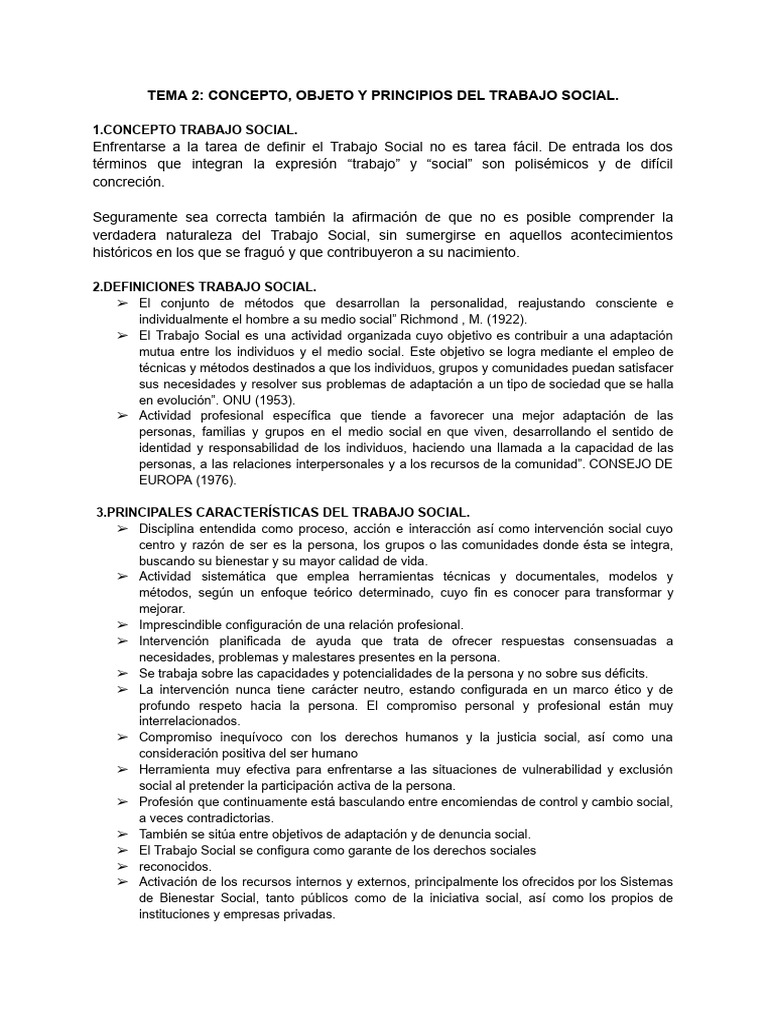FTS: Tema 2 | PDF | Trabajo Social | Ciencias del comportamiento