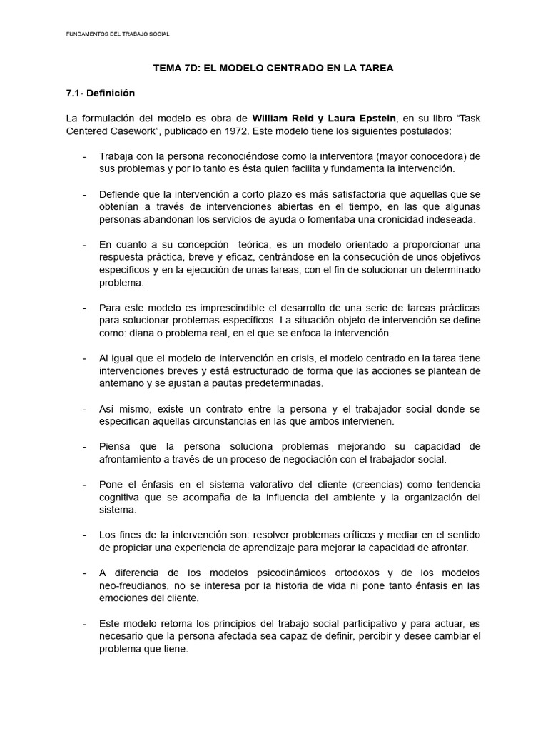 FTS: Tema 7D | PDF | Trabajo Social | Aprendizaje