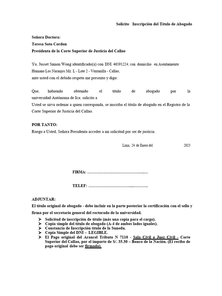 Solicitud Titulo Simon | PDF