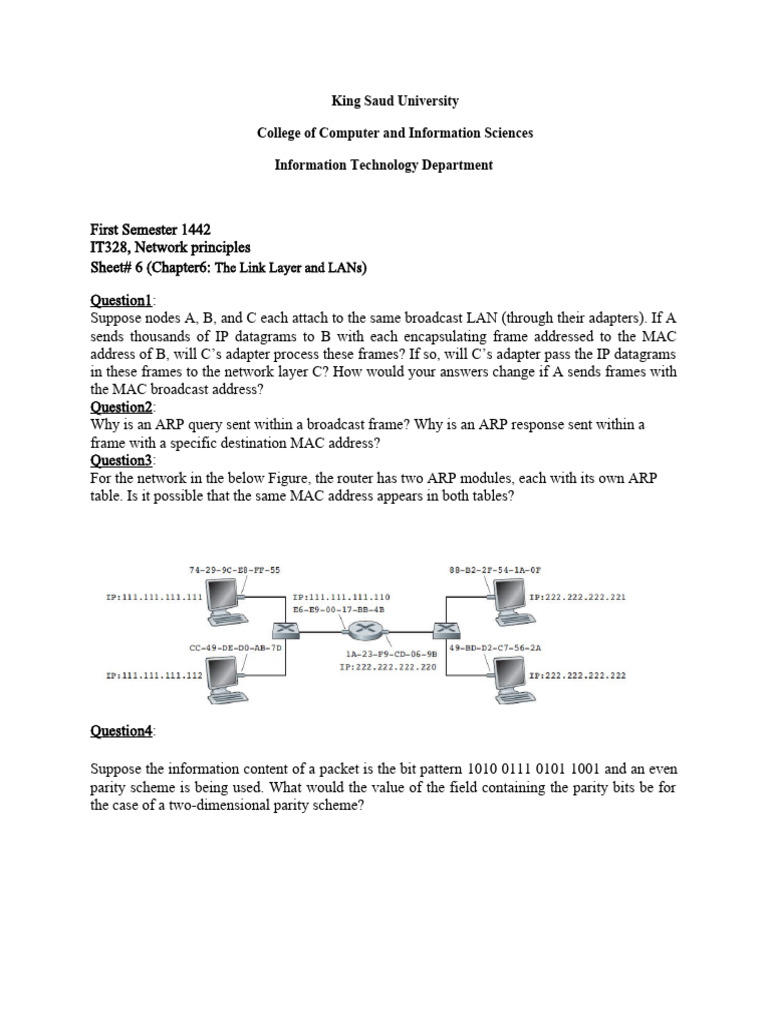 Sheet6 ch6 | PDF | Internet Protocols | Router (Computing)
