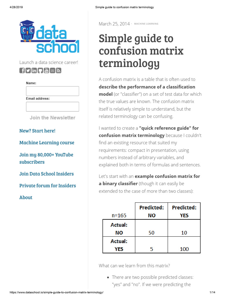 Confusion Matrix Terminology Guide | PDF | Sensitivity And Specificity ...