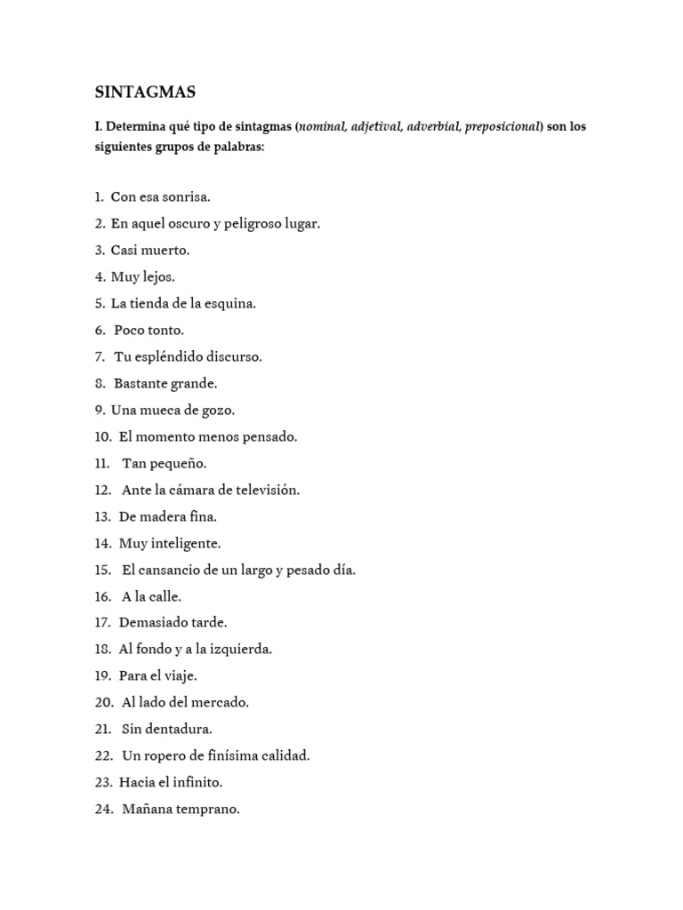 03 Ejercicios - SINTAGMAS | PDF