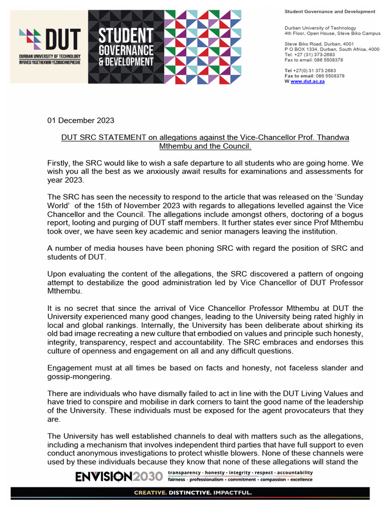 12.01.2023 SRC Statement | PDF | Social Science | Science & Mathematics