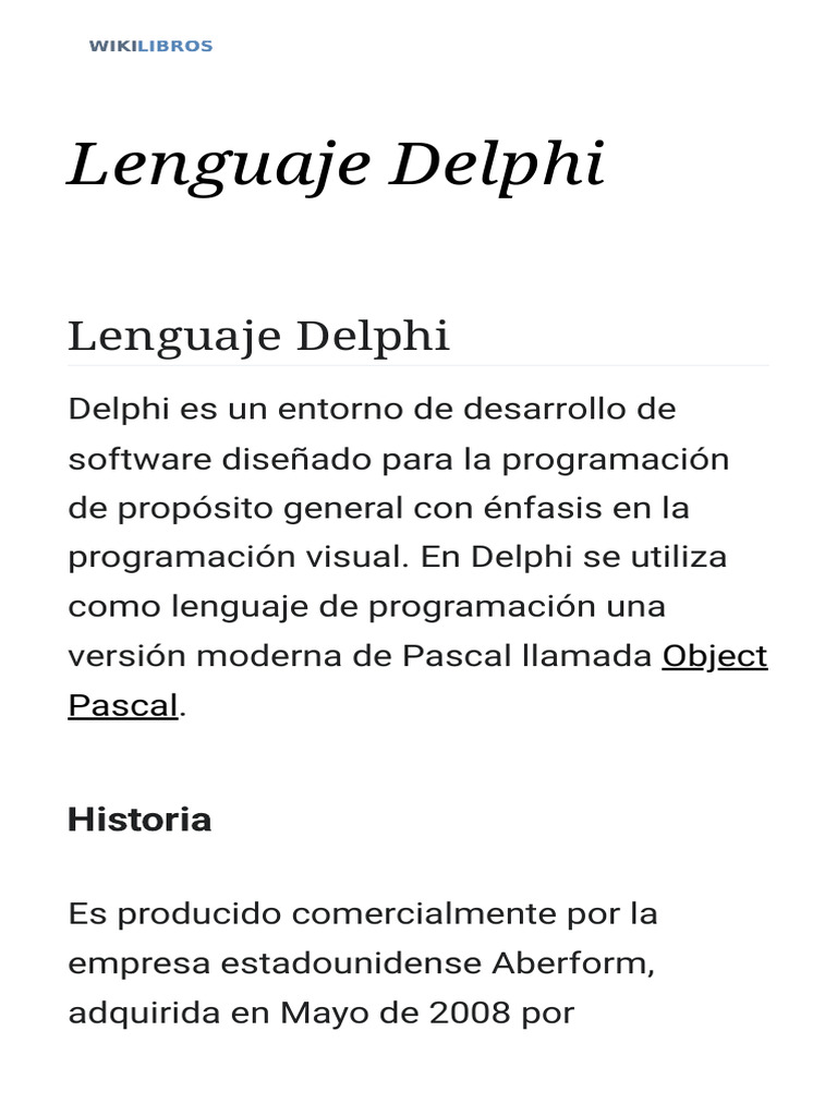 Lenguaje Delphi | PDF | Software | Informática
