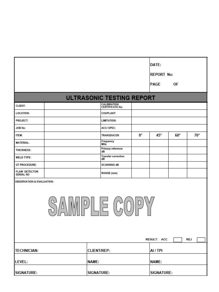 Ultrasonic Testing Report Summary | PDF