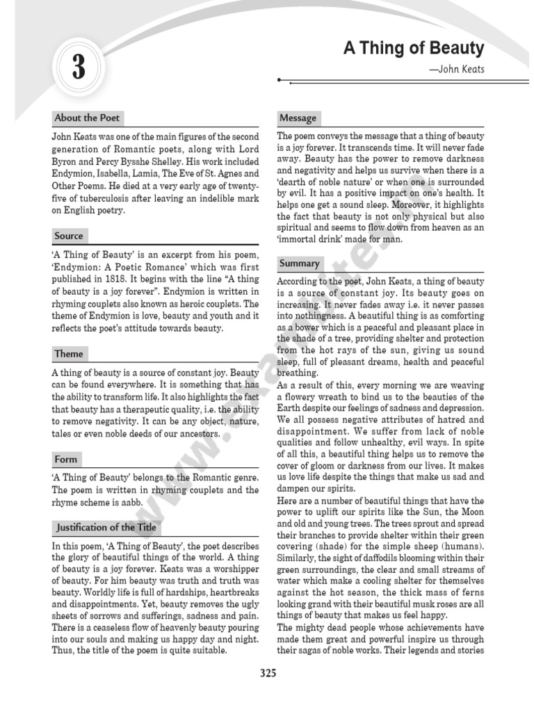 A Thing of Beauty 2023 | PDF | John Keats | Poetry