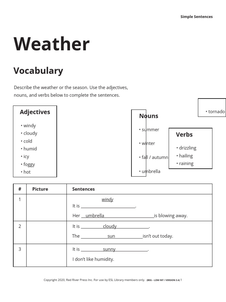 Weather US Student | PDF | Weather | Verb