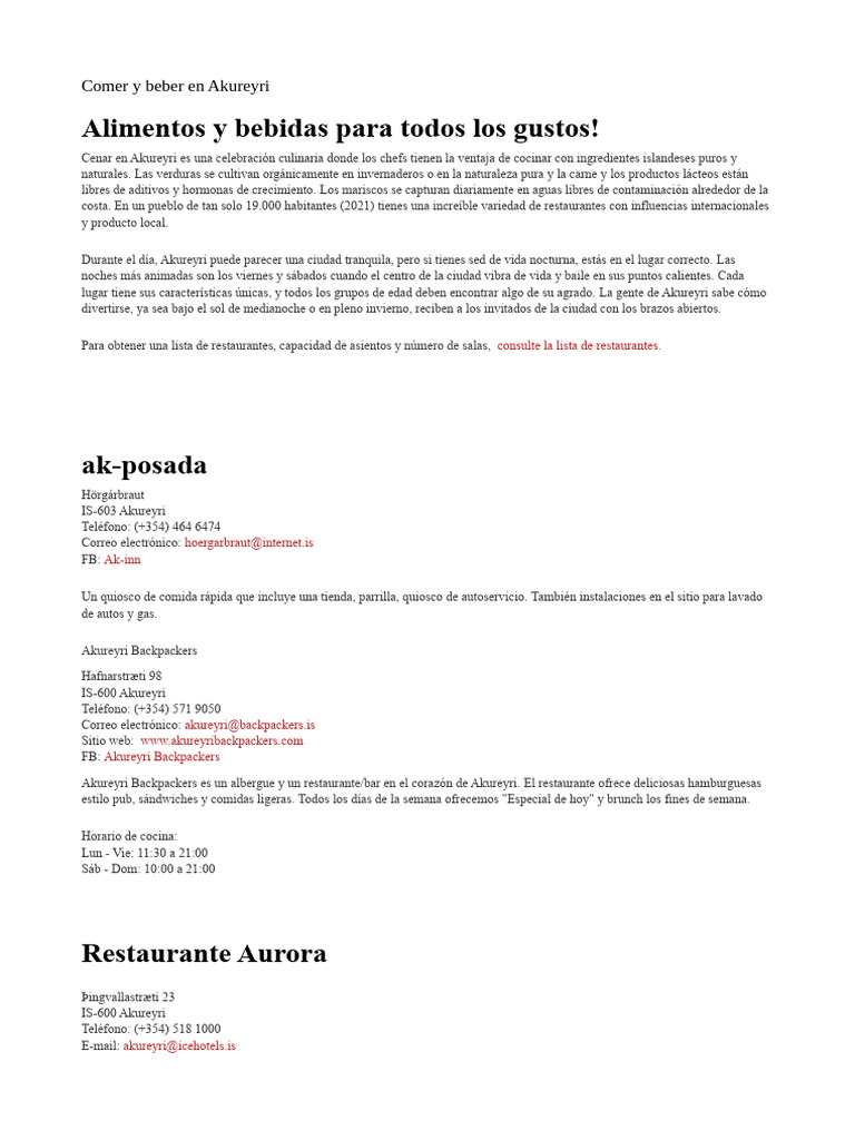 Comer y Beber en Akureyri | PDF | Hamburguesas | Almuerzo