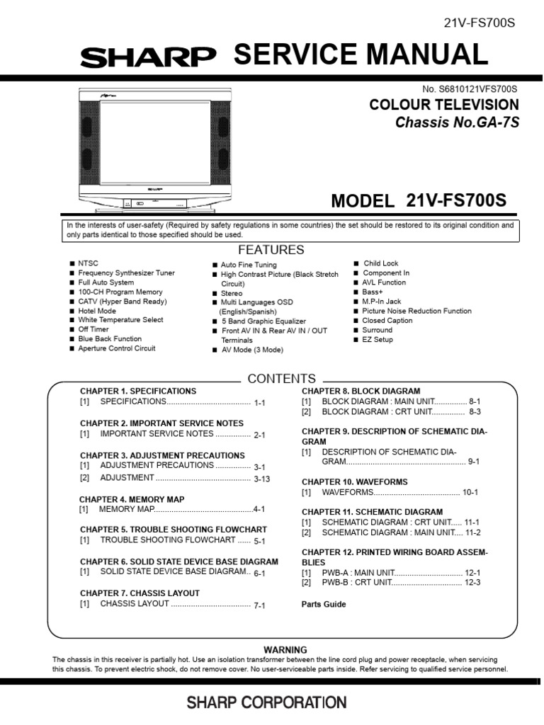 21V-FS700S Service Manual Overview | PDF | Vacuum Tube | High Voltage