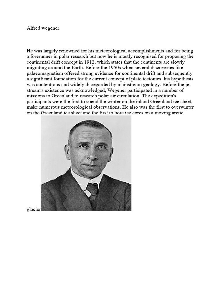 Alfred Wegener: Continental Drift Pioneer | PDF | Social Science | Travel
