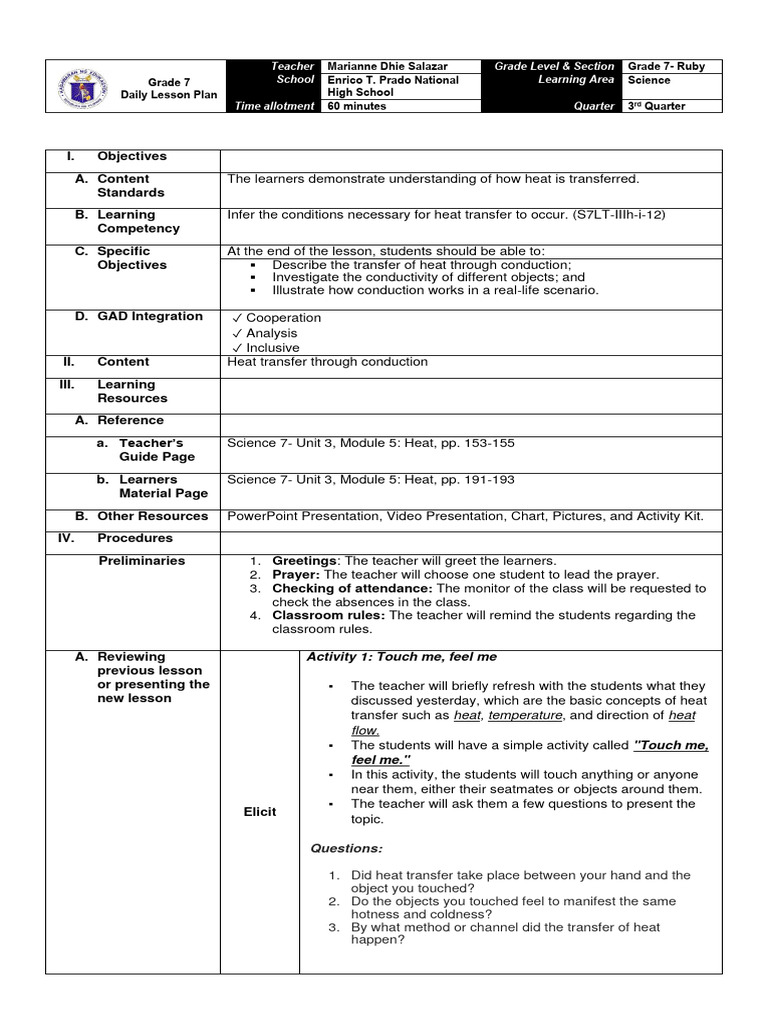 Final - SDLP - Heat Transfer - Conduction - Salazar, Marianne Dhie | PDF | Thermal Conduction | Heat