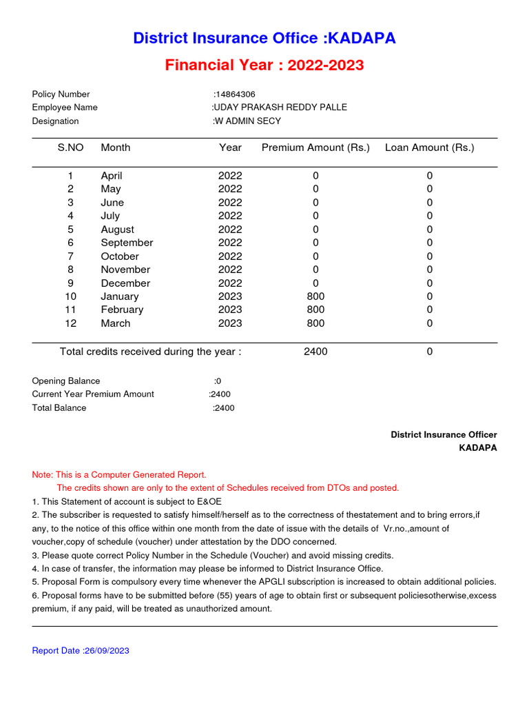 Annual Account Slip | PDF | Insurance | Financial Services