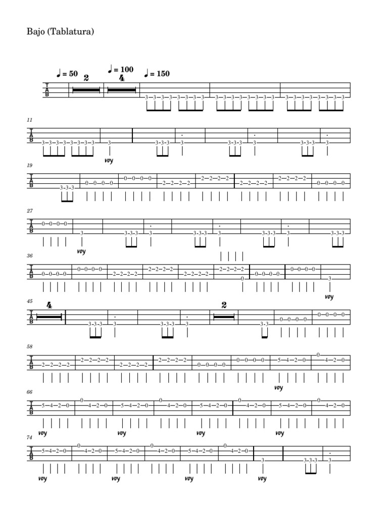 Nut Rocker SECUNDARIA Bajo (Tablatura) | PDF