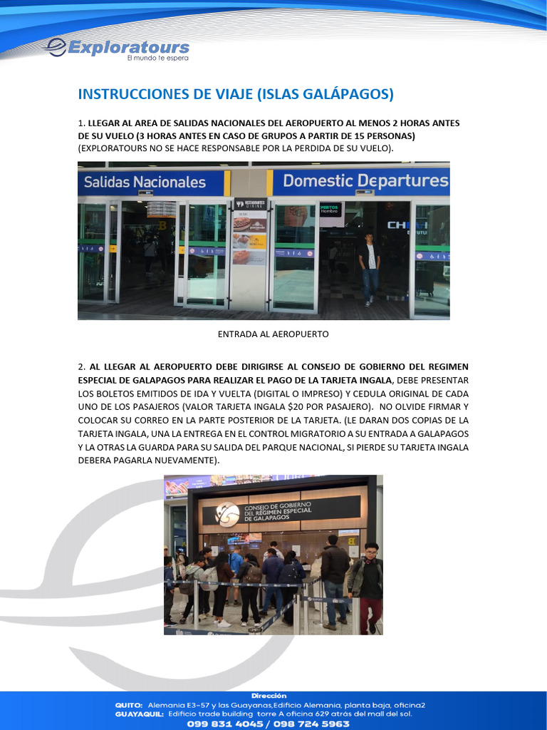 Instrucciones Viaje Galapagos 7.0 | PDF | Aeropuerto | Industrias de ...