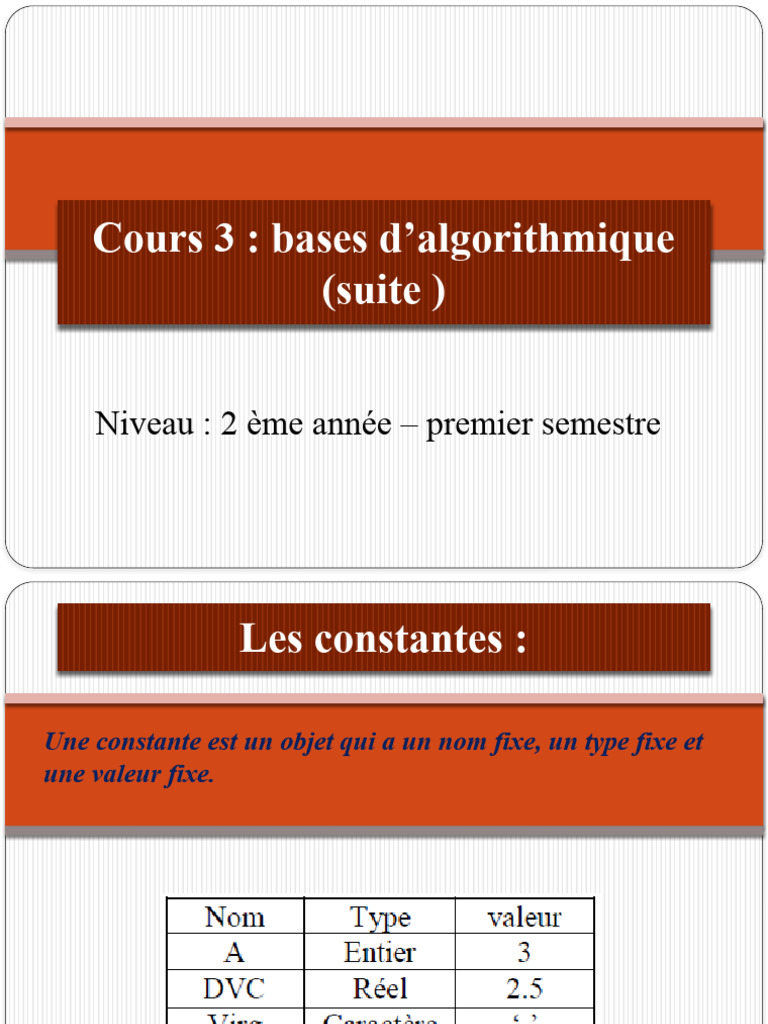 Cours3 Algorithme | PDF | Entrée/Sortie | Informatique théorique