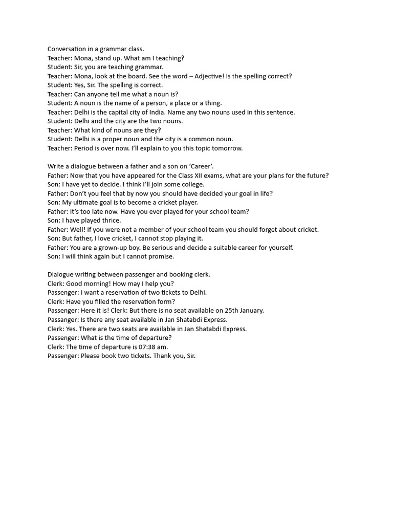 Conversation in A Grammar Class | PDF