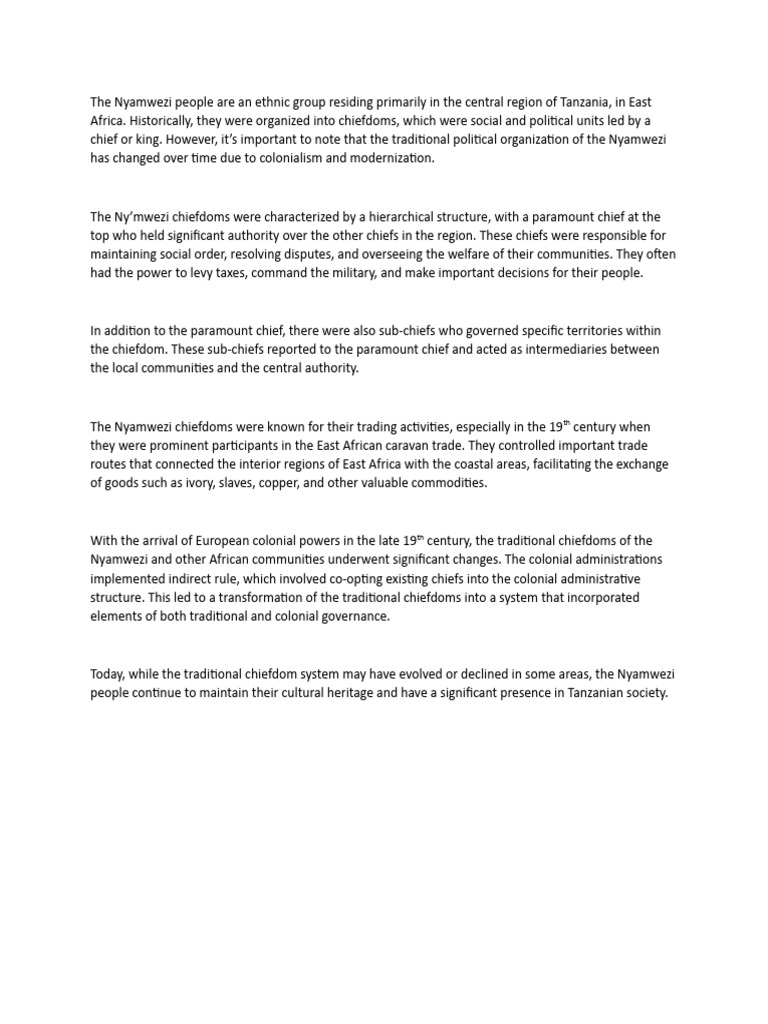 Nyamwezi Chiefdom | PDF