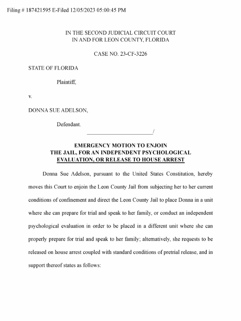 Donna Adelson Emergency Motion | PDF