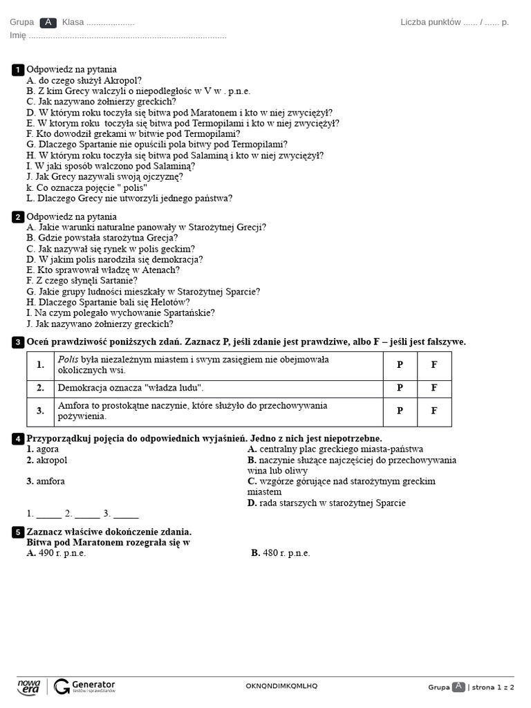 Kartkówka V Test Bez Widocznej Punktacji Pdf