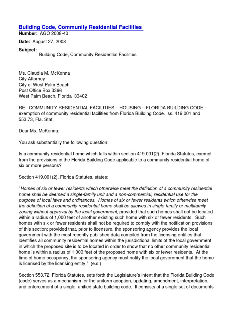 Building Code Community Residential Facilities | PDF | Building Code ...