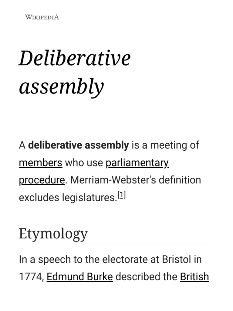 Deliberative Assembly - Wikipedia | PDF | Government Institutions ...